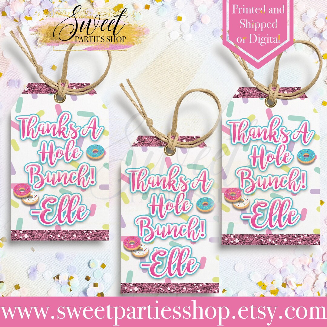 Donut Thank You Tag - Donut Gift Tag - Donut Favor Tag - Donut Party ...