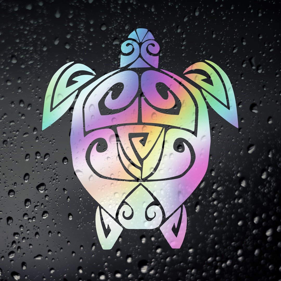 Hawaiian Turtle Chrome Oil Slick Car Sticker - Campervan Surfing Skater ...