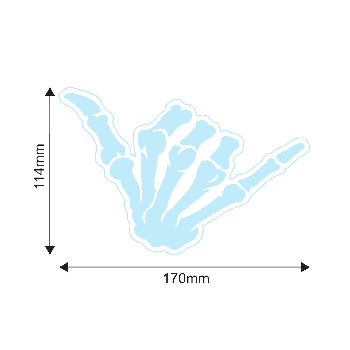 Shaka Skeleton Hand Car Sticker - Decal Window Sticker Campervan Surf ...