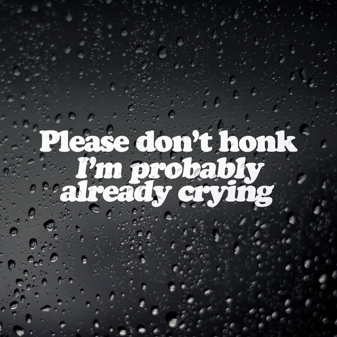 Please Don't Honk Funny Car Sticker: I'm Already Crying Decal Bumper ...
