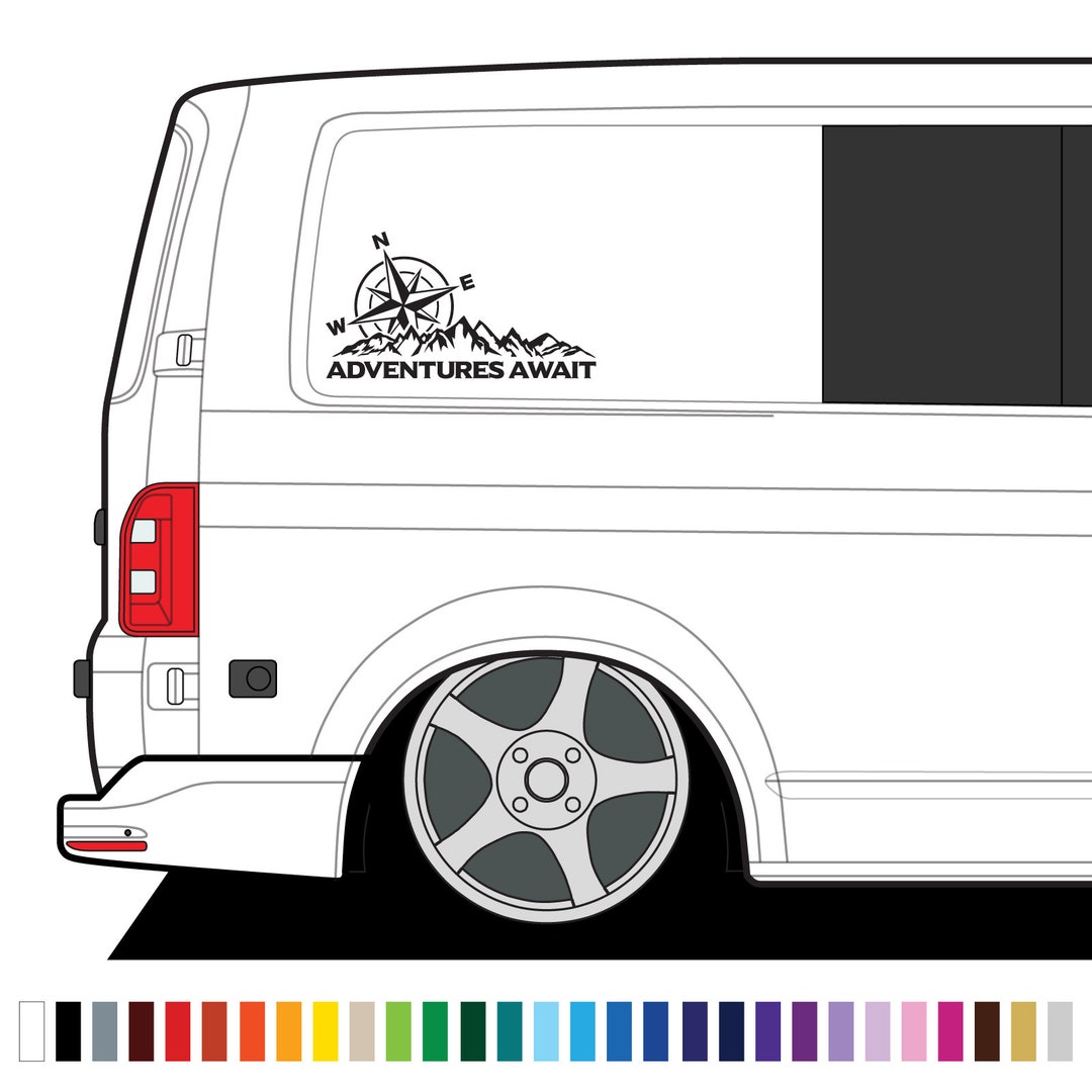 Large Adventures Await Campervan Sticker - Motorhome Caravan Camper Van ...