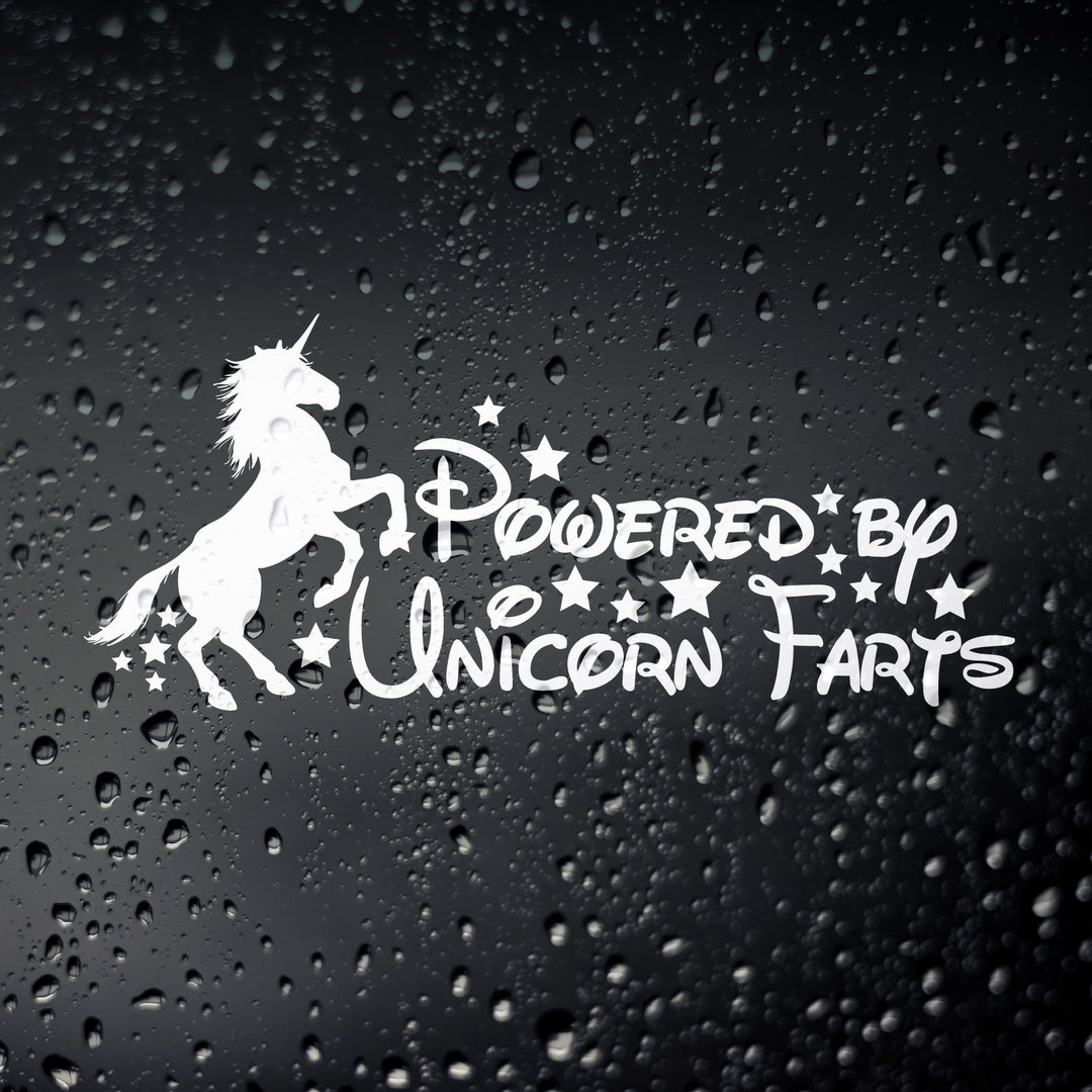 Powered by Unicorn Farts Funny Car Sticker Decal - Girl Racer JDM Rat ...
