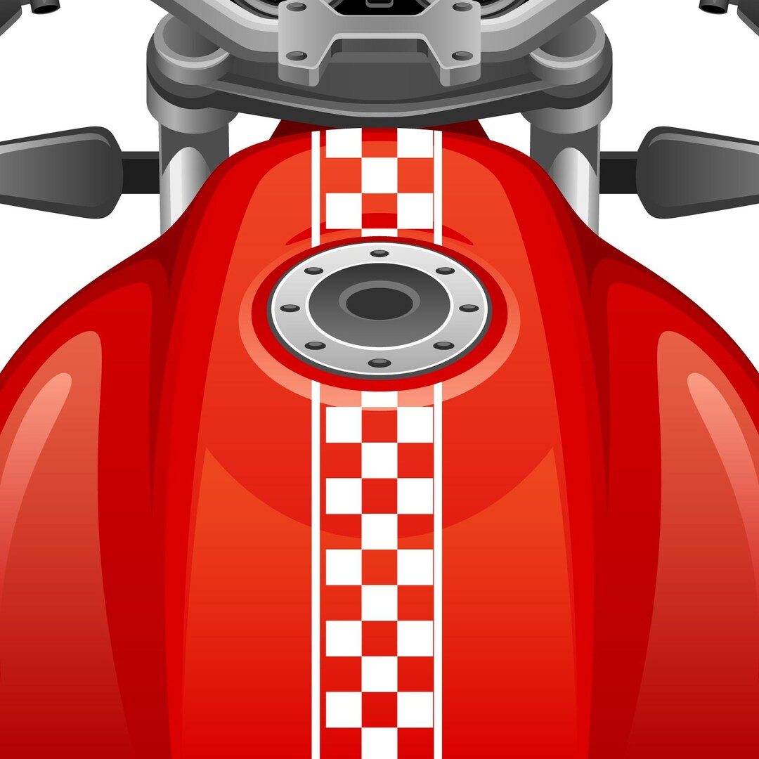 Cafe Racer Motorcycle Chequered Racing Stripes, Tank Fairing Helmet ...