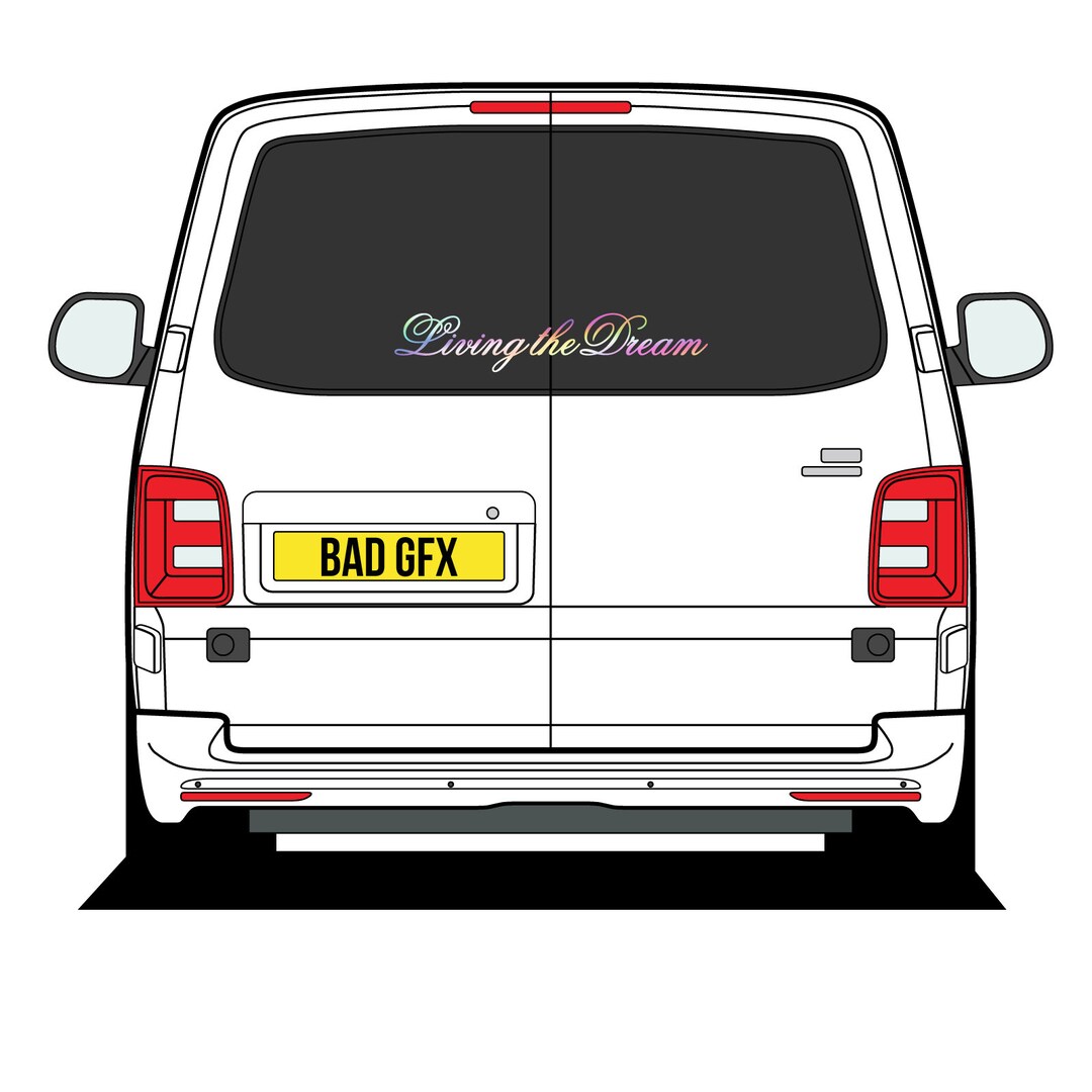 Large Living the Dream Campervan Sticker - Oil Slick Motorhome Caravan ...