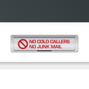 No Cold Callers No Junk Mail - Front Door Letter Box Sticker Self ...