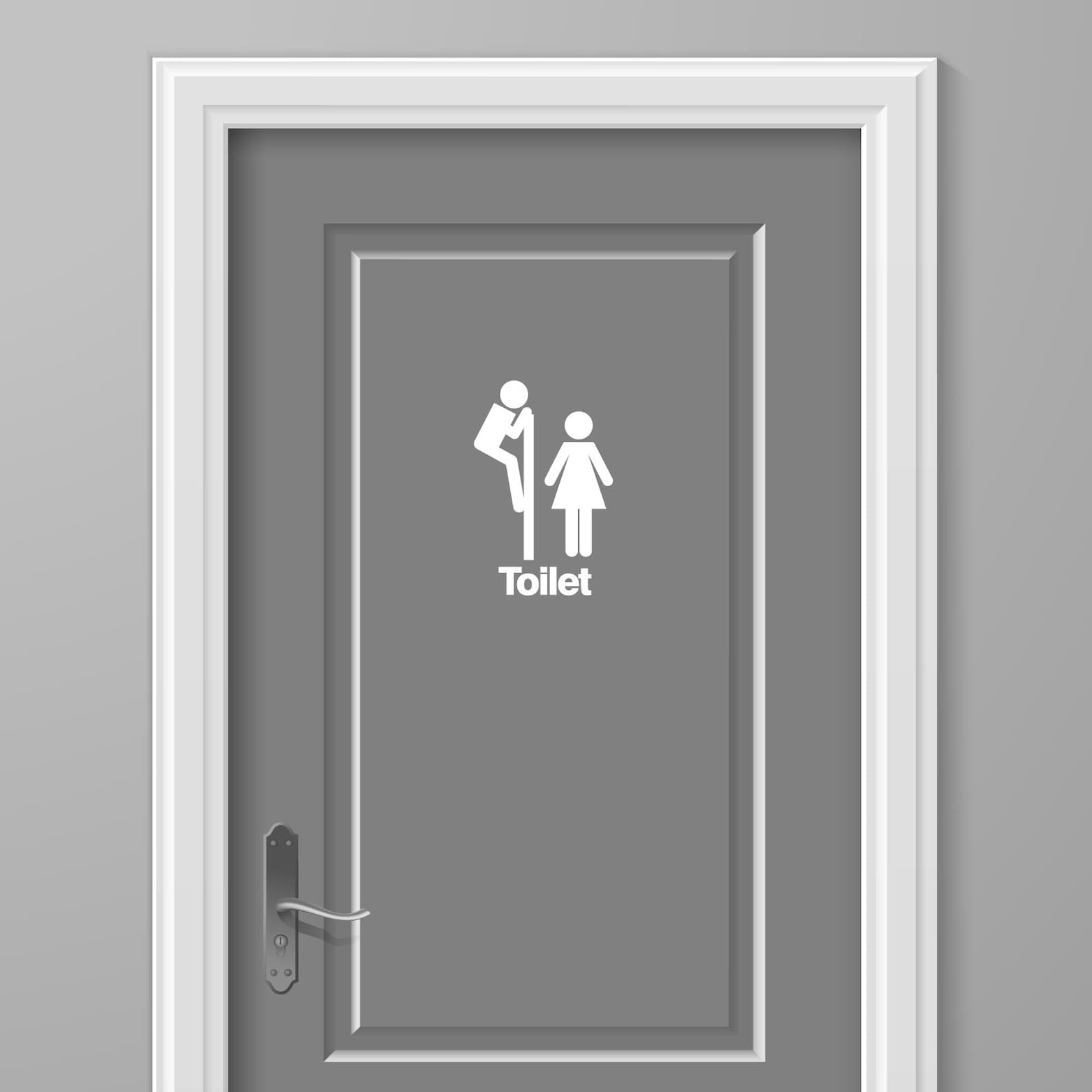 Funny Peeping Toilet Door Sign Sticker - Vinyl Decal Restroom Bathroom ...