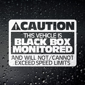 Caution Black Box Monitored Car Sticker - Fitted Young New Driver ...