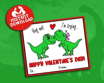 Dinosaur Valentine Printable - Etsy