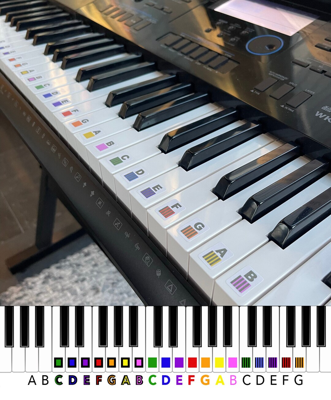EXPANSION PACK Color Coded Piano / Keyboard Stickers - Removable Labels ...