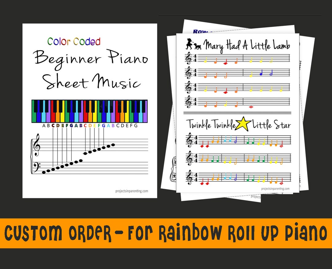 Custom Color Coded Piano Sheet Music for Rainbow Piano (digital ...