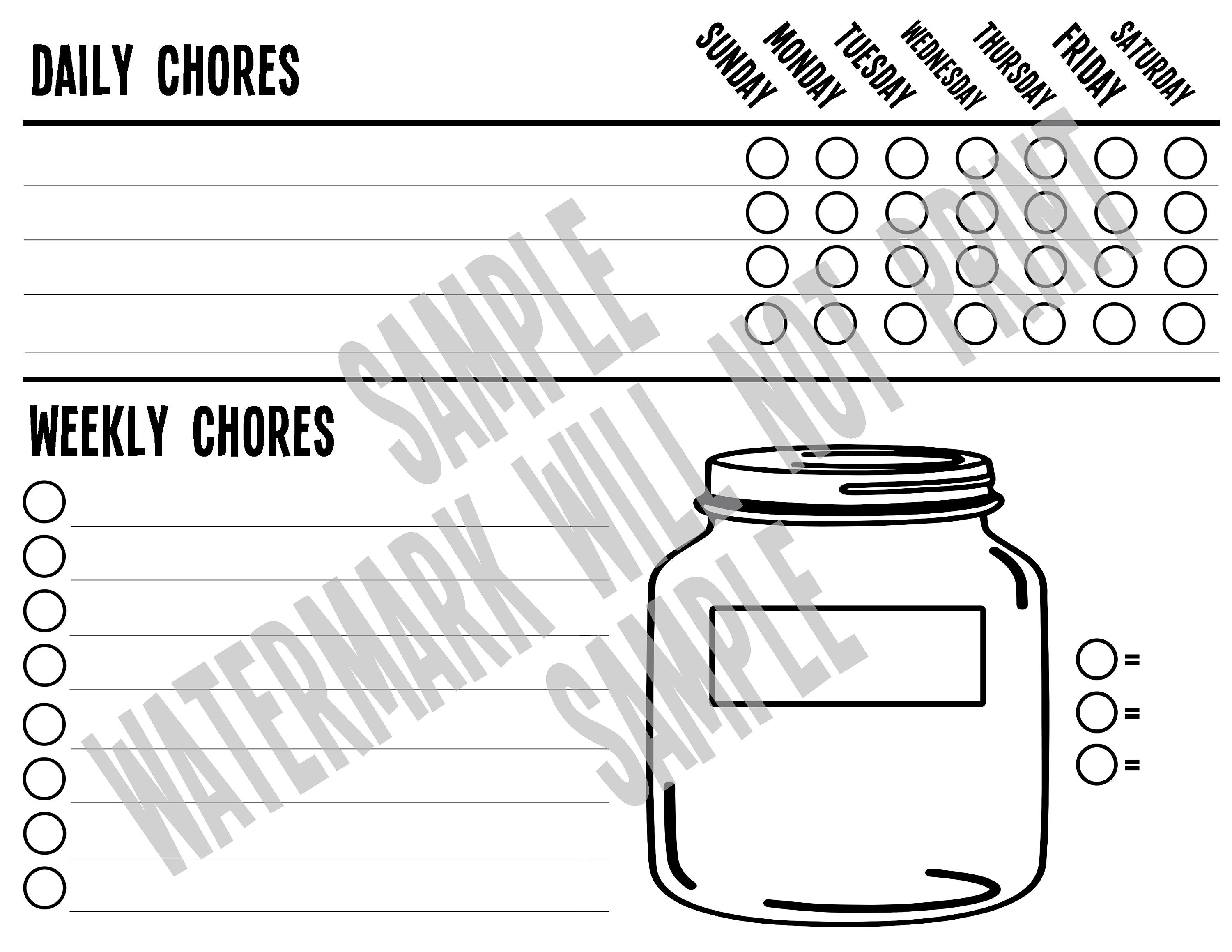 Chore Chart Printable DIGITAL FILE Daily and Weekly | Etsy