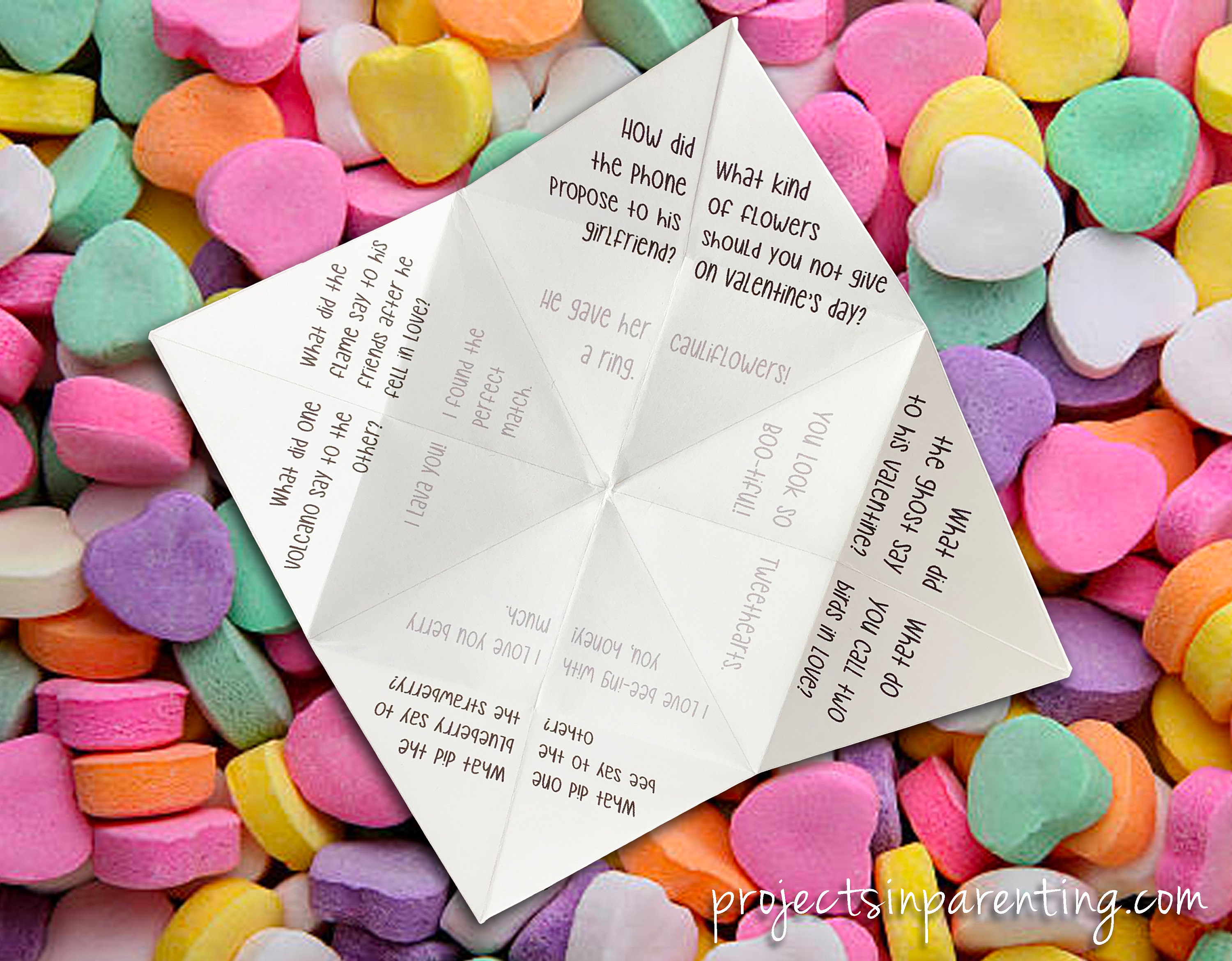 Valentine's Day Joke Teller, Cootie Catcher, Fortune Teller, Printable ...