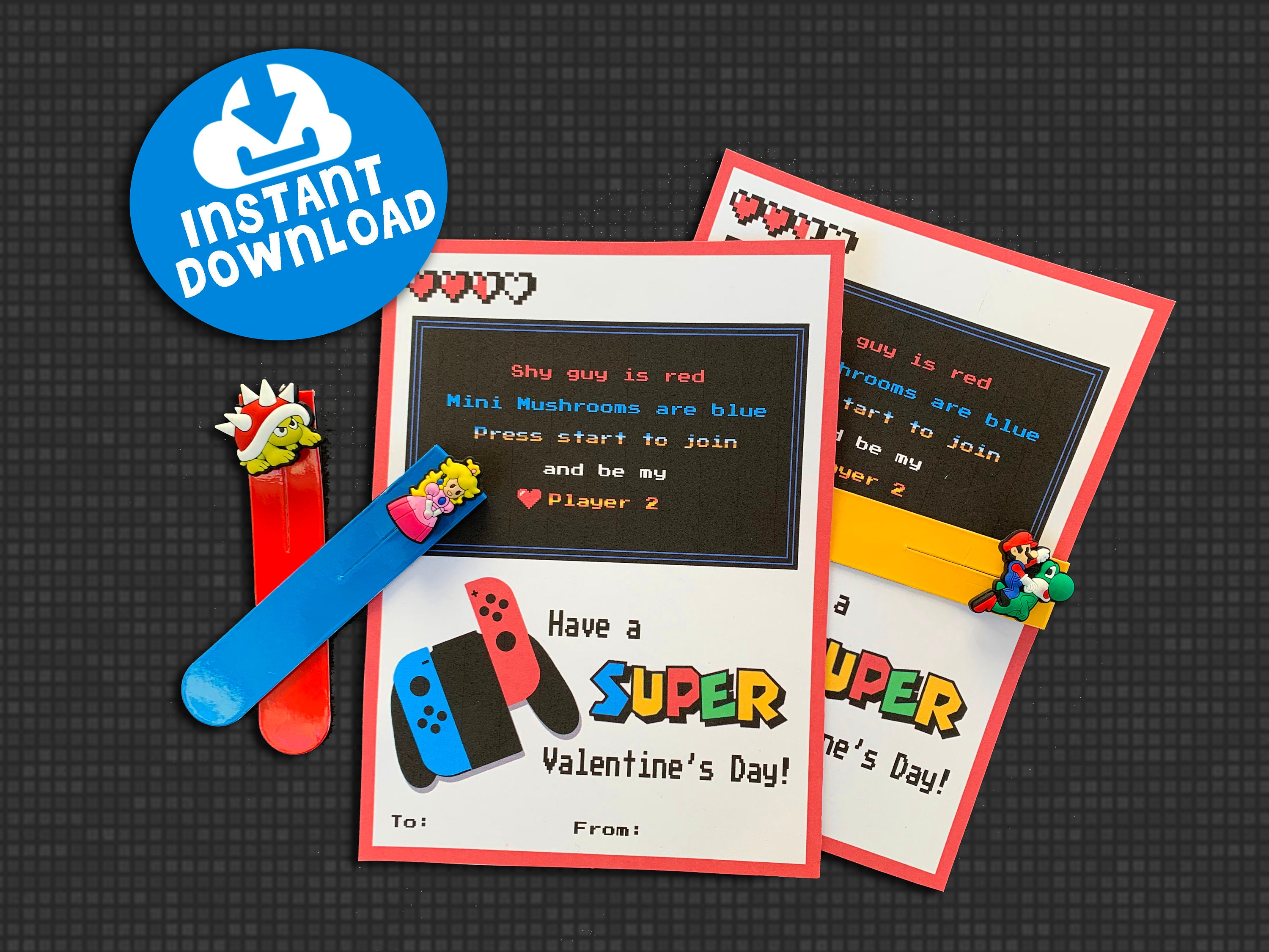 Video Game Valentine Printable. INSTANT DOWNLOAD. Mario Valentine's Day ...