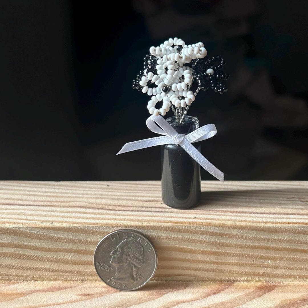 Mini Beaded Flower Bouquet Miniature Art, Beaded Flowers, Bead Flowers ...