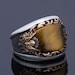 Mens Brown Tiger Eye Wedding Band, Vintage Heraldic Sterling Silver ...