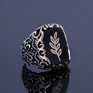 Acacia Tree Leaf Seal Freemason Ring, Immortality Symbol Masonic Ring ...