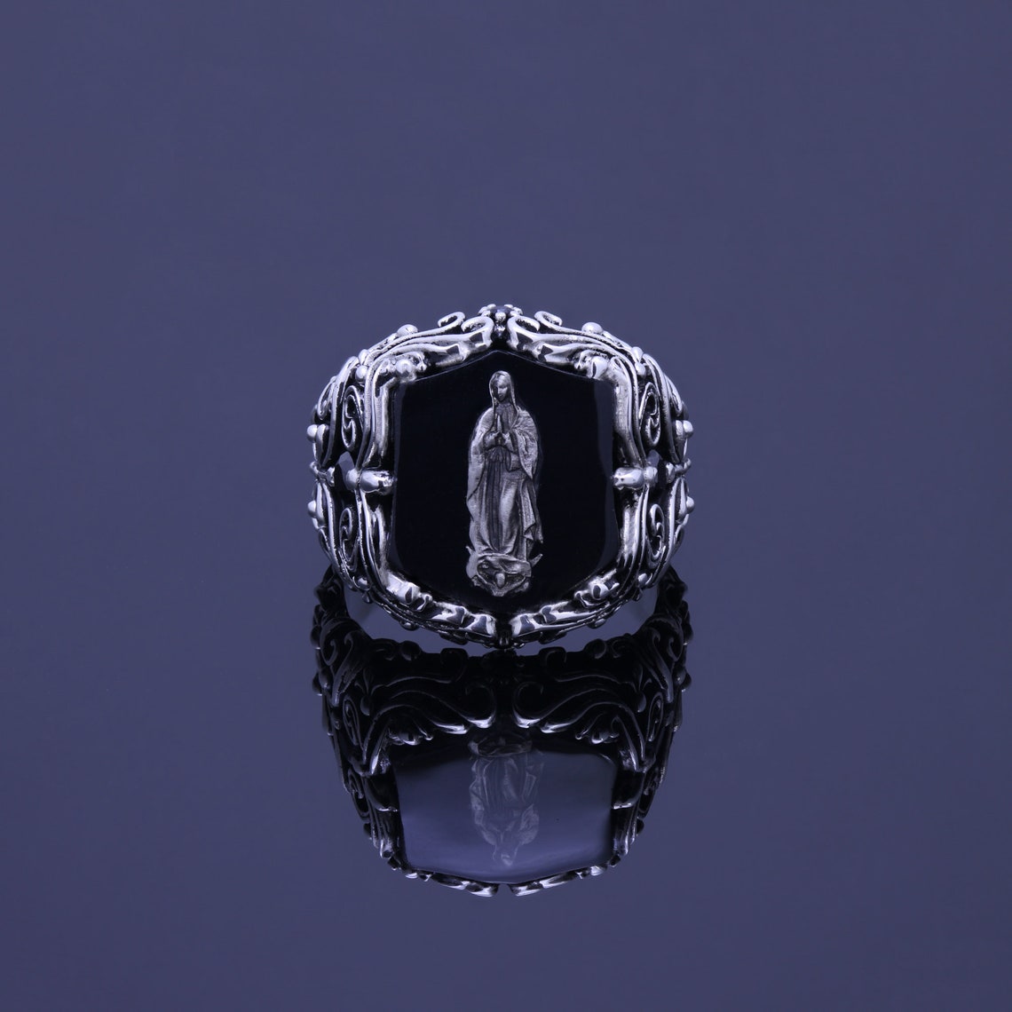 Virgin Mary Ring, Marian Consecration Ring, 925 Sterling Silver ...