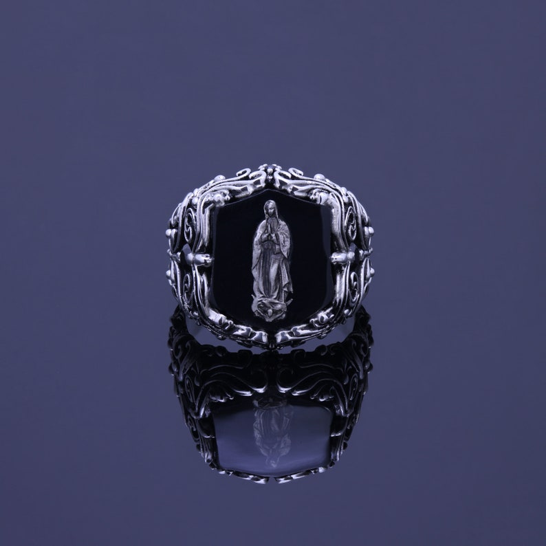 Virgin Mary Ring, Marian Consecration Ring, 925 Sterling Silver ...