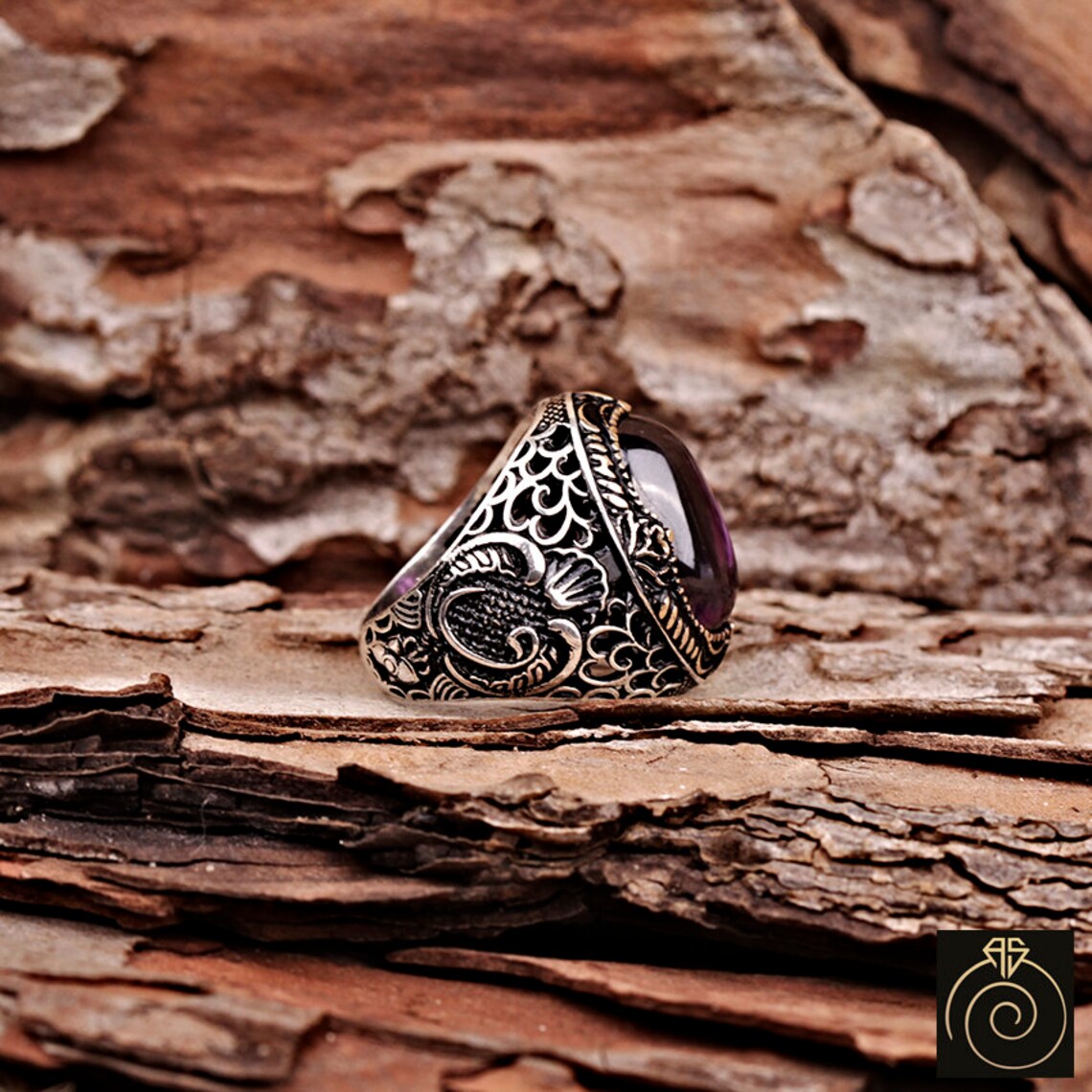Cool Mens Ring Amethyst February Birthstone Vintage Rings for - Etsy