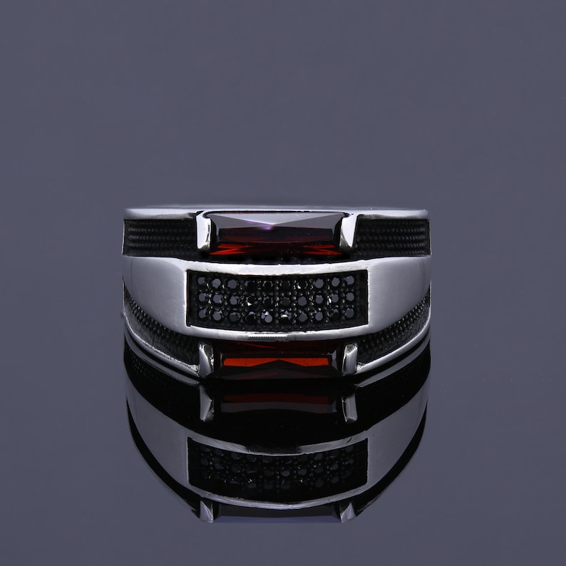 Mens Ruby Ring Silver Red Stone Stunning Silver Engagement - Etsy