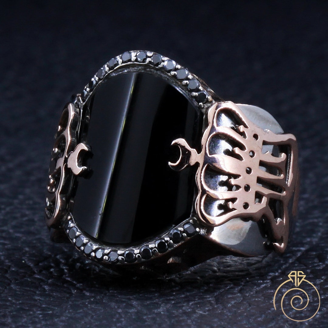 Black Diamond Mens Ring, Religious Signet Ring, Exclusive Islamic Gift ...