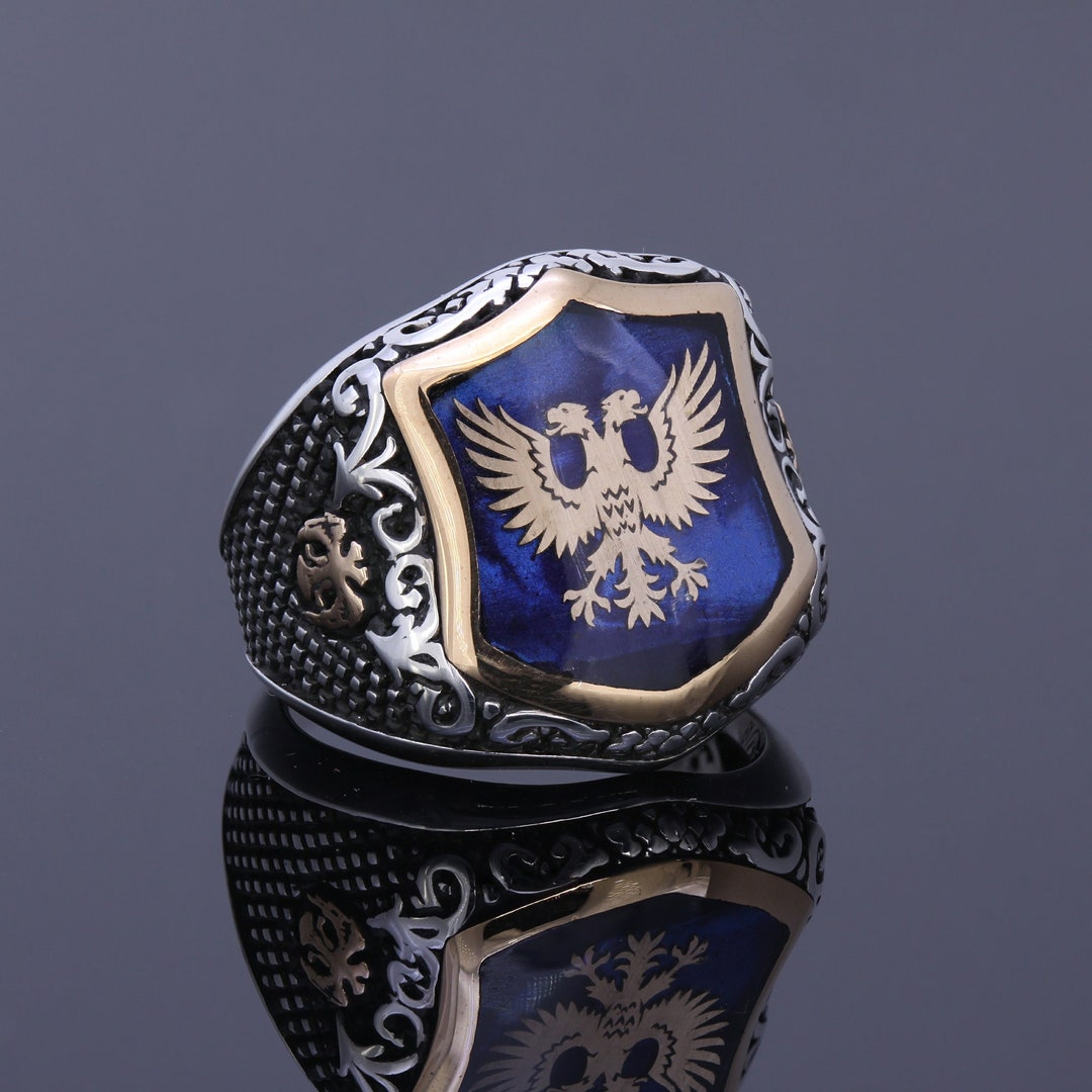 Scottish Rite Ring, Double Head Eagle Shield Personalized Emblem Ring ...