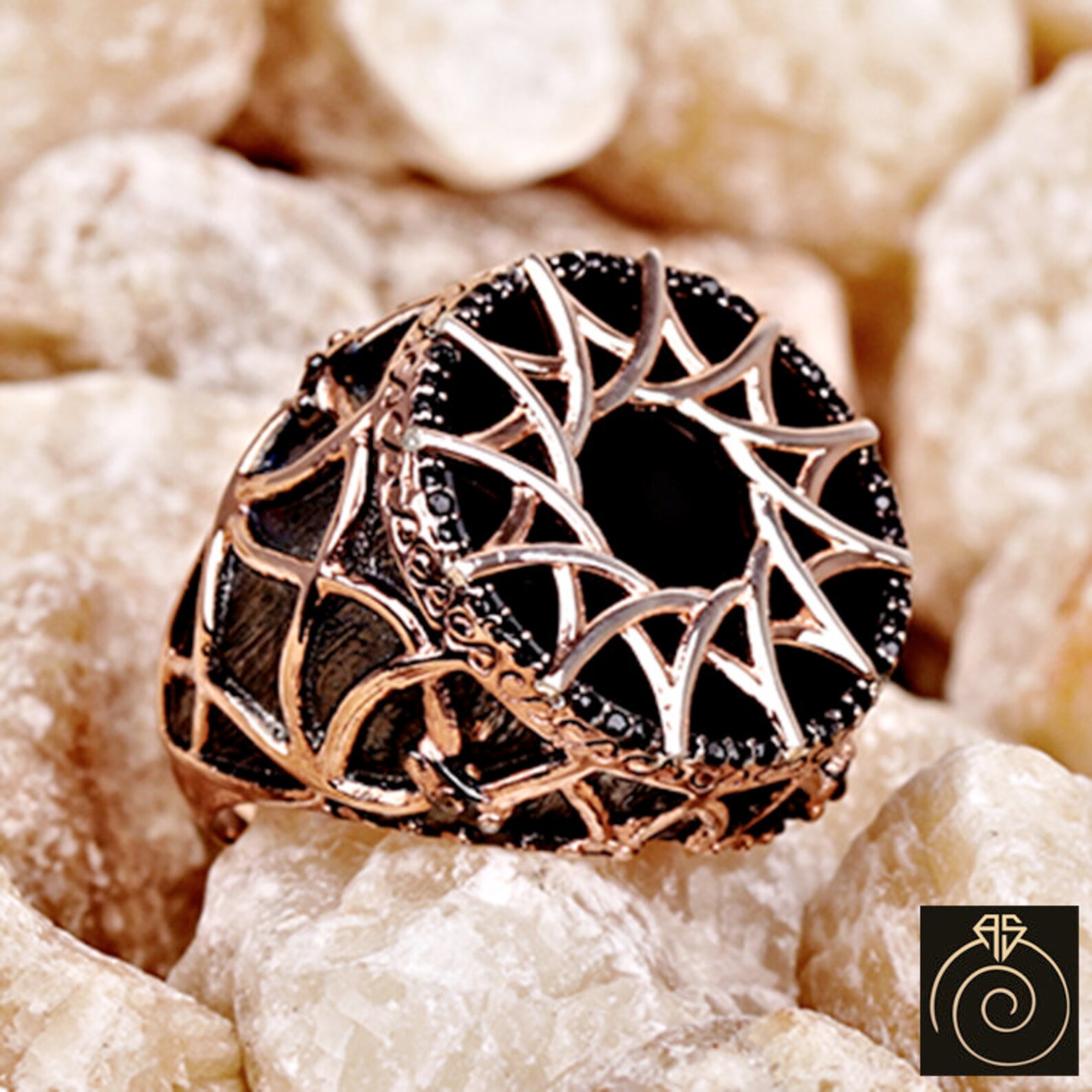 Sultan Seal Ring Men Onyx Gemstone Unique Silver Historical | Etsy