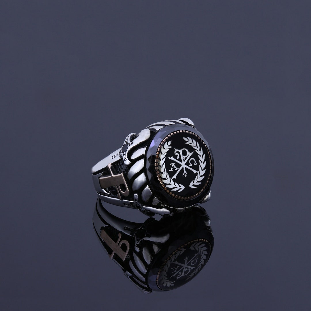 Mens Chi Rho Ring Christogram Ring Sword Christianity Gift Roma Jewelry ...