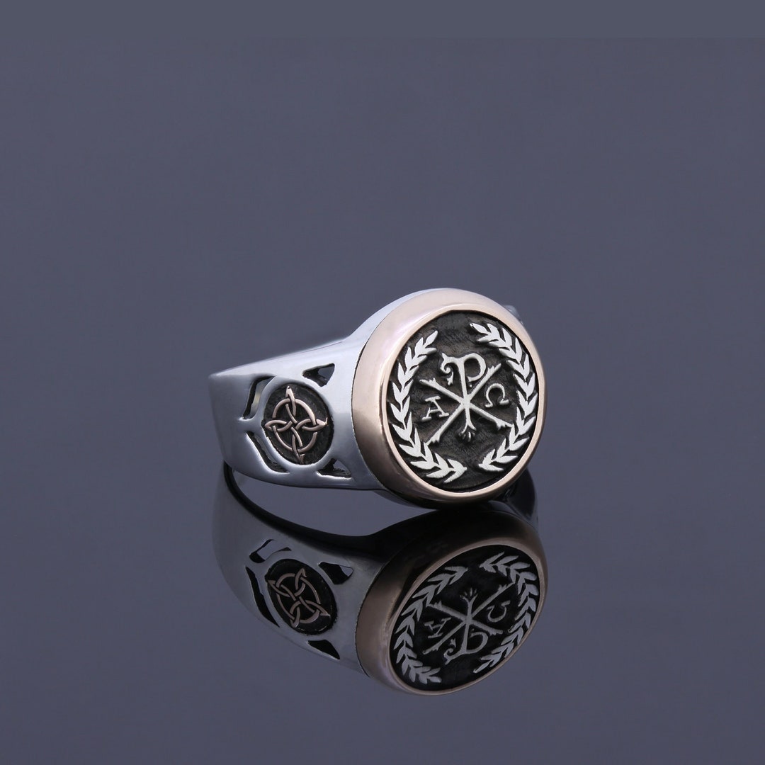 Mens Chi Rho Ring Christogram Christianity Triquetra Ring Christian ...