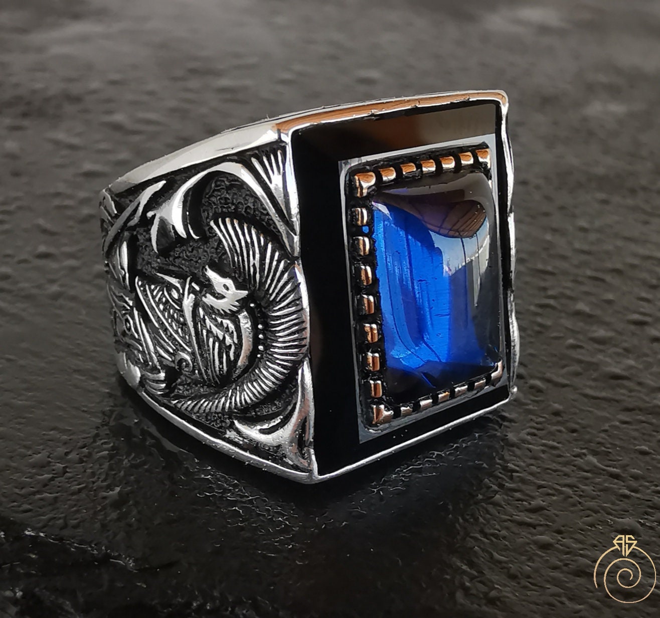 Roman Soldier Rectangle Sapphire Stone Ring Roman Empire - Etsy