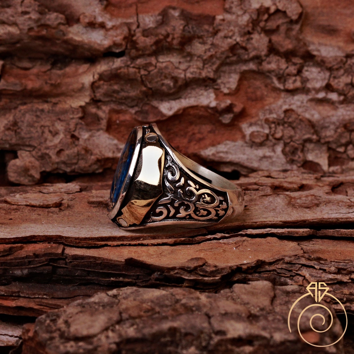 Mens Custom Made Calligraphy Ring Unique Enamel Work Engrave - Etsy