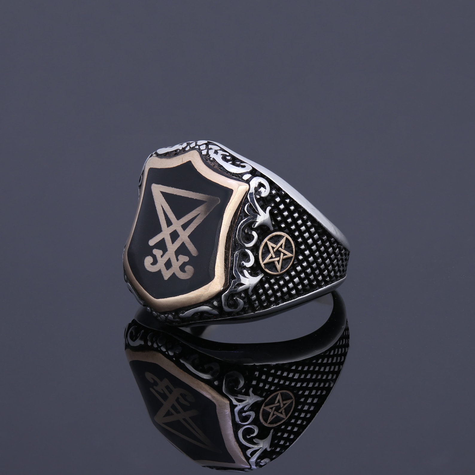 Unique Mens Sigil of Lucifer Ring, Satanic Silver Jewelry With ...