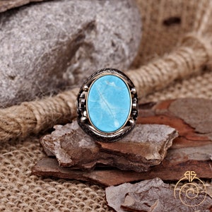 Unique Mens Nautical Ring Vintage Turquoise Rings for Men Jewelry ...