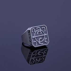 Octagon Pele Ring Archangel Engraved Occult Jewelry John Dee Edward ...