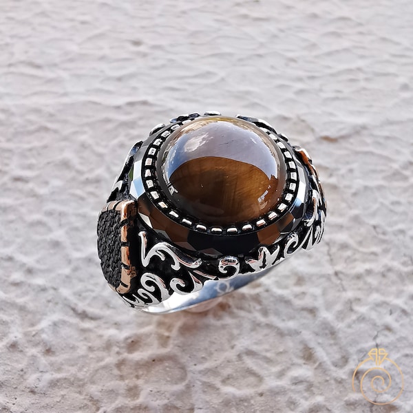 Mens Vintage Carved Tiger Eye Ring - Etsy