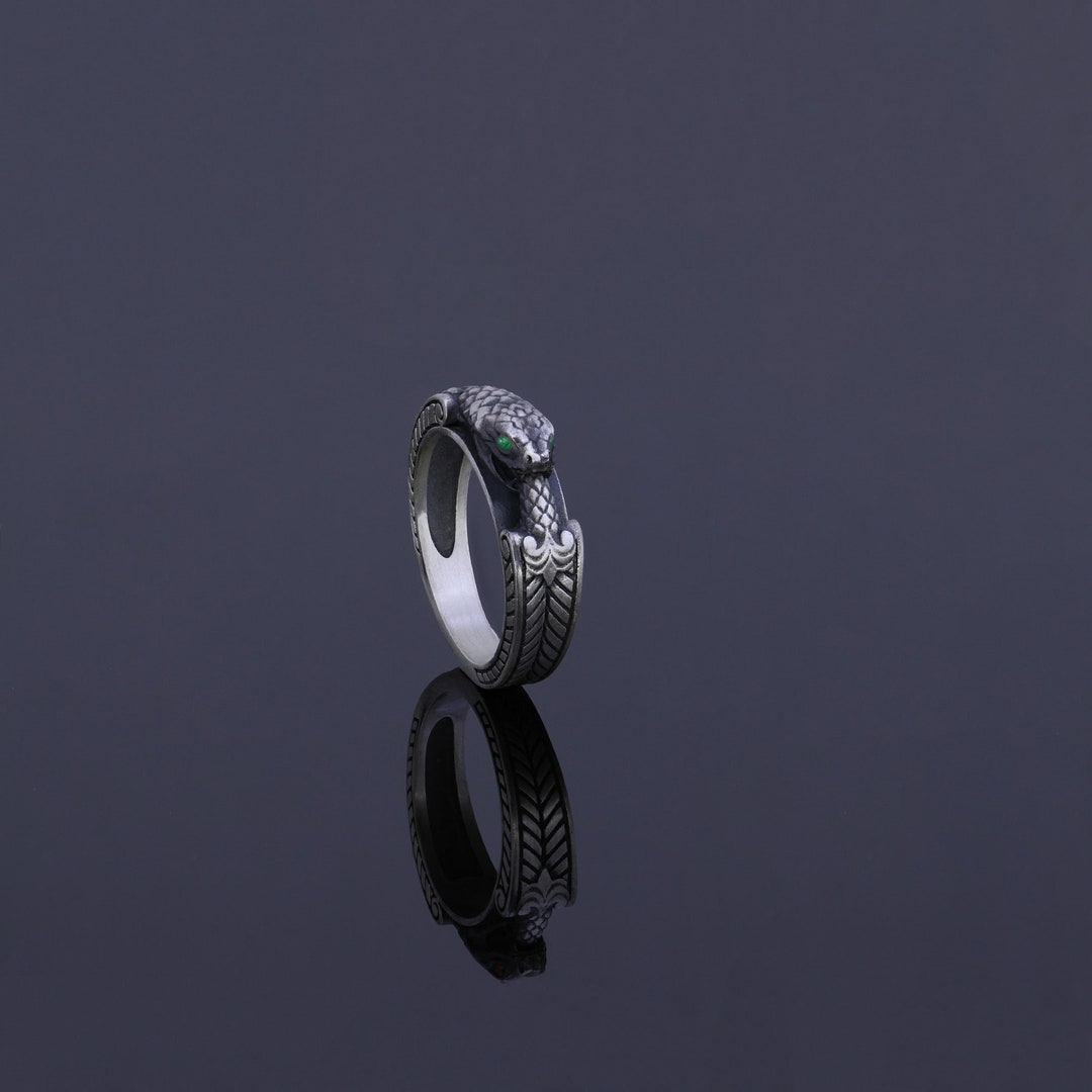 Mythological Snake Ring Silver Animal Signet Mens Serpent Ring, 925 ...