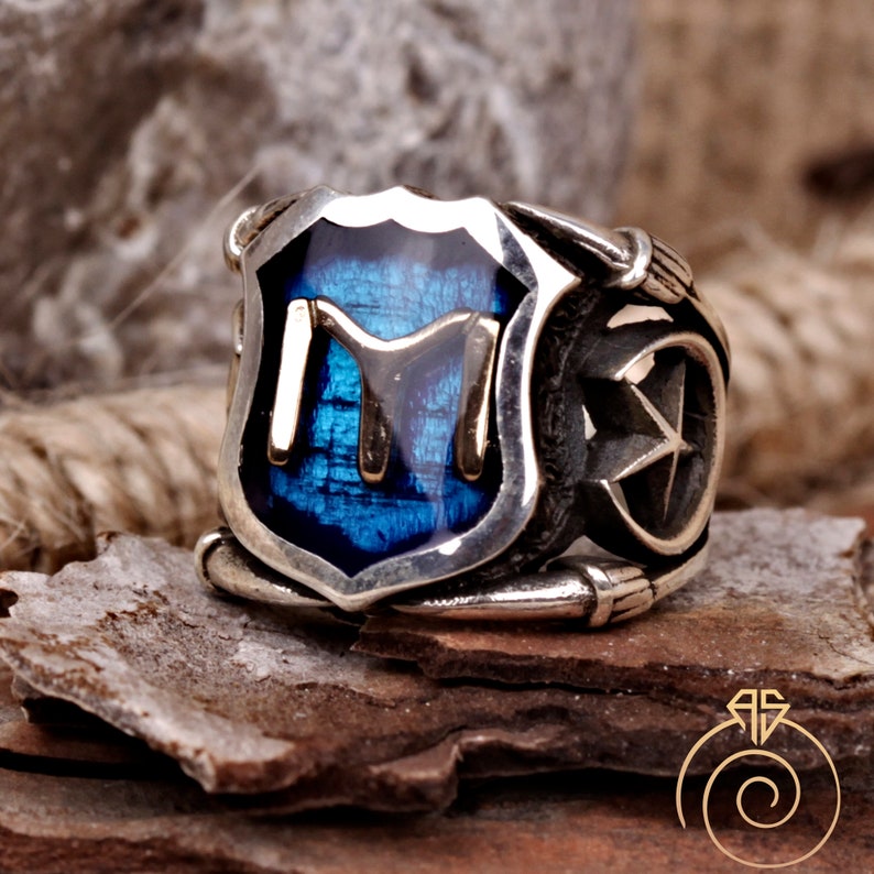 Kayi Ring for Men Silver Shield Rings Vintage Customized Mens - Etsy