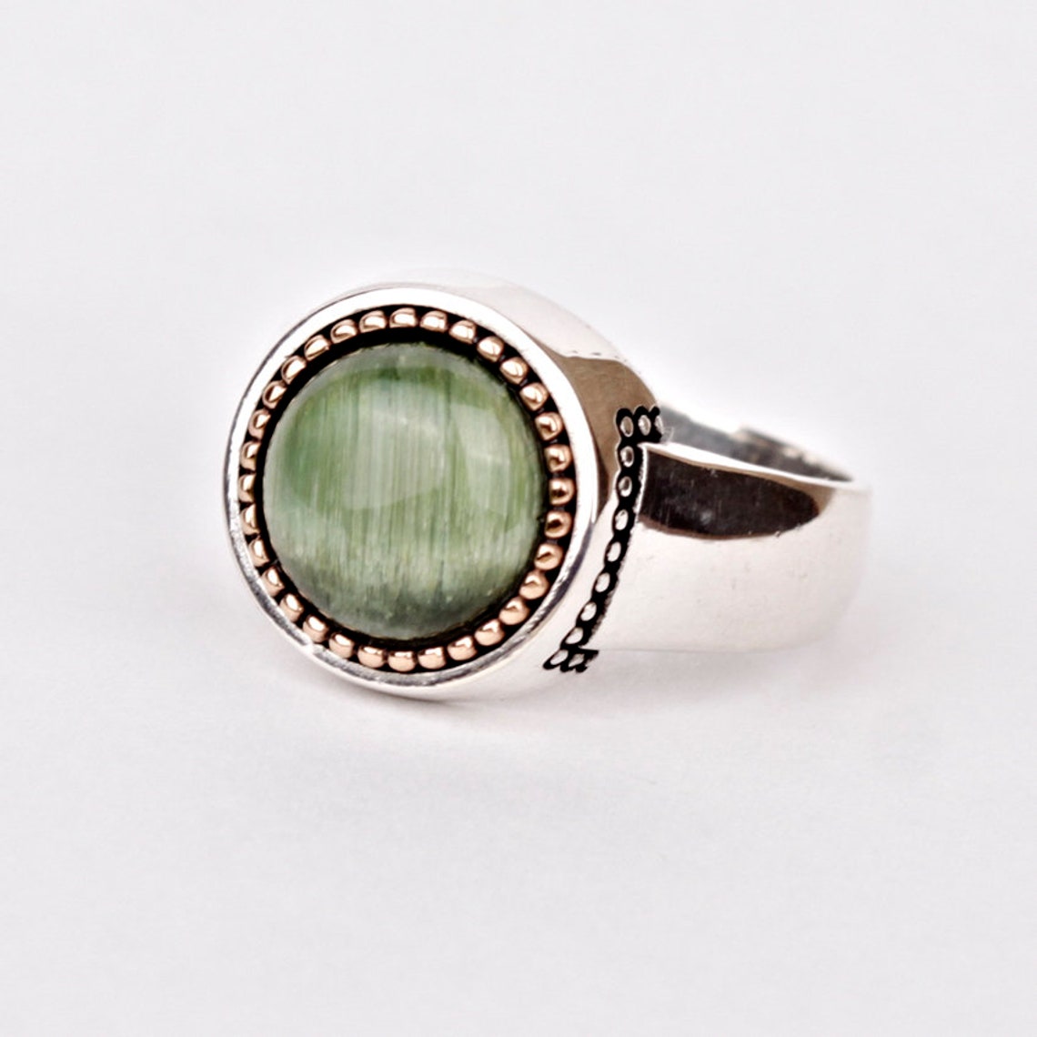 Mens Green Tiger Eye Ring Statement Vintage Sterling Silver | Etsy