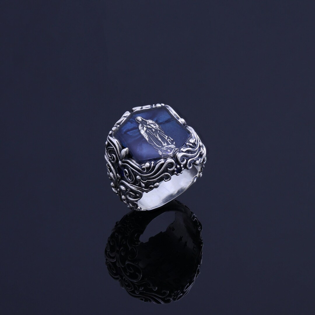 Virgin Mary Ring, Marian Consecration Ring, 925 Sterling Silver ...