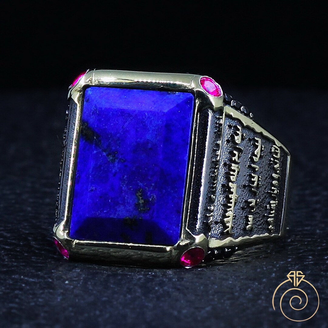 Men Lapis Lazuli Silver King Statement Sultan Ring Gem Blue Fancy ...