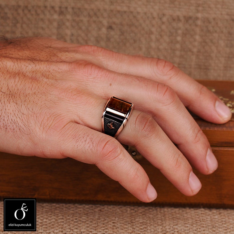 Mens Brown Occult Ring Custom Sterling Silver Tigers Eye - Etsy