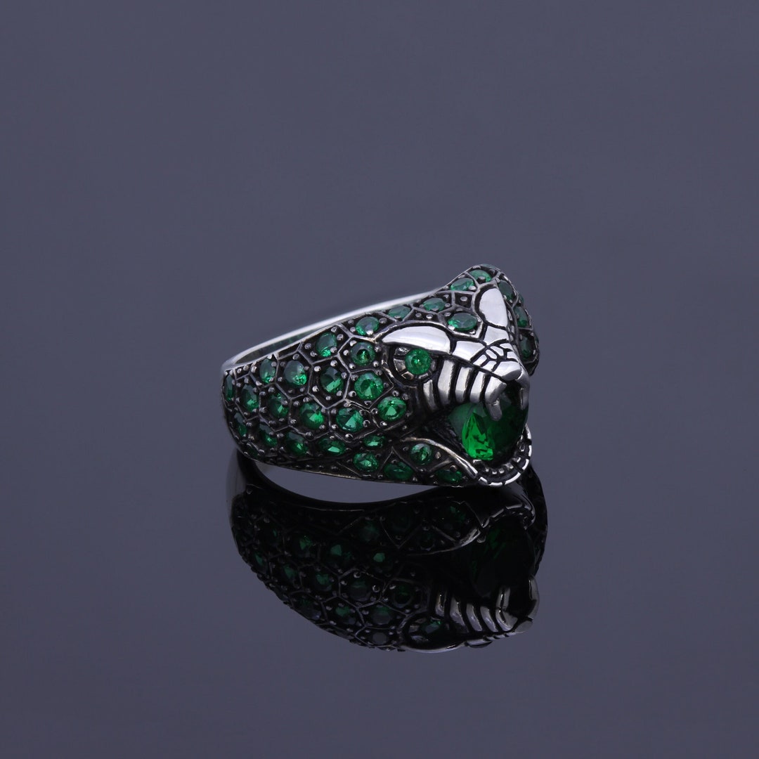 Mens Snake Head Ring Cobra Design Silver Fancy Animal Signet Warrior ...