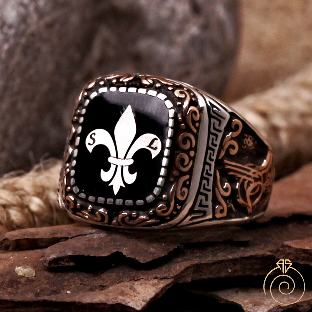 Unique Mens Ring Custom Made Ring Personalized Fleur De Lys Lis ...
