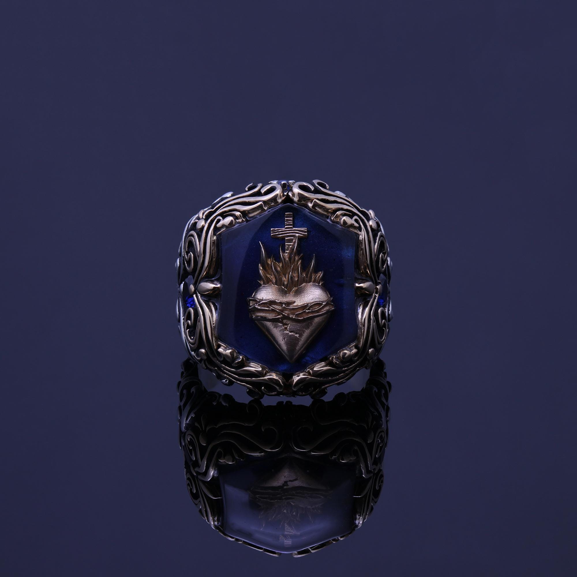 Heart of Jesus Christ Ring Christian Jewelry Religious Men Gift ...
