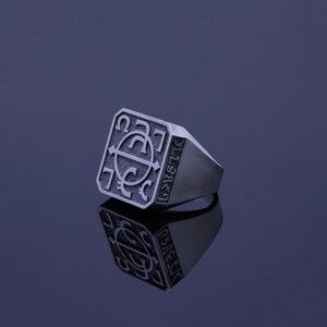 Octagon Pele Ring Archangel Engraved Occult Jewelry John Dee Edward ...