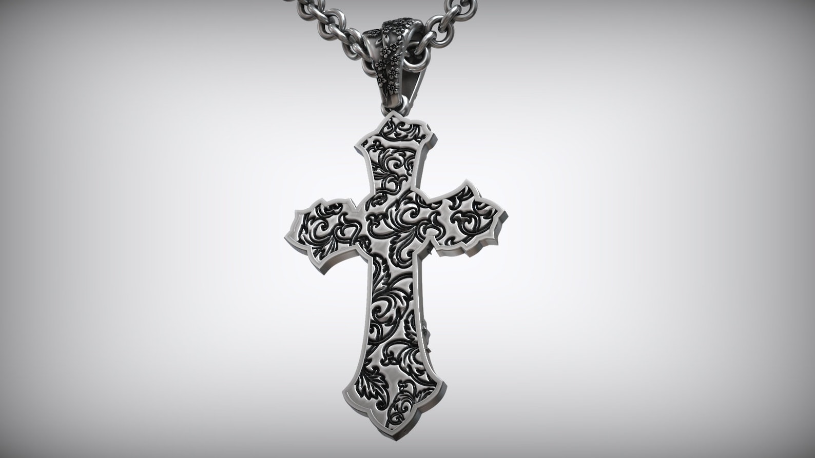 Chicano Flower Cross, Vintage Mexican Cross Large Tatoo Pendant ...