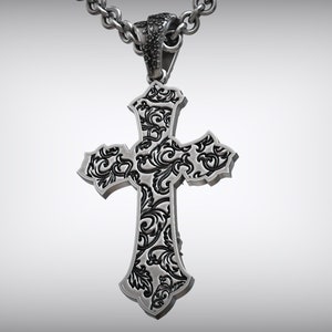 Chicano Flower Cross, Vintage Mexican Cross Large Tatoo Pendant ...