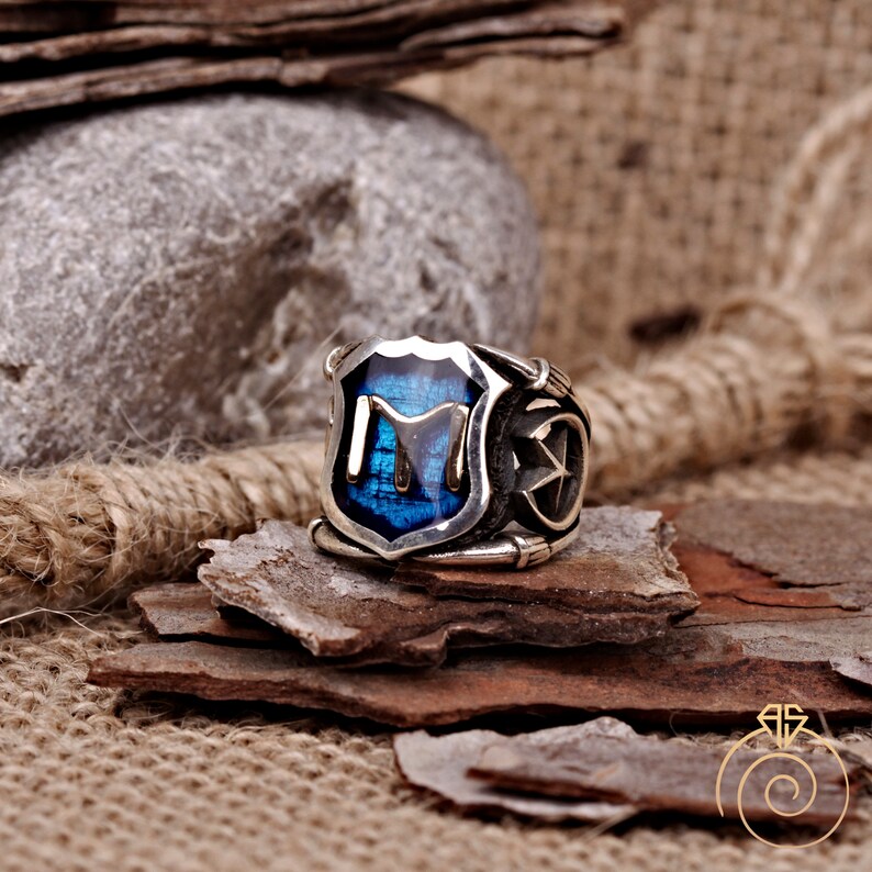 Kayi Ring for Men Silver Shield Rings Vintage Customized Mens - Etsy