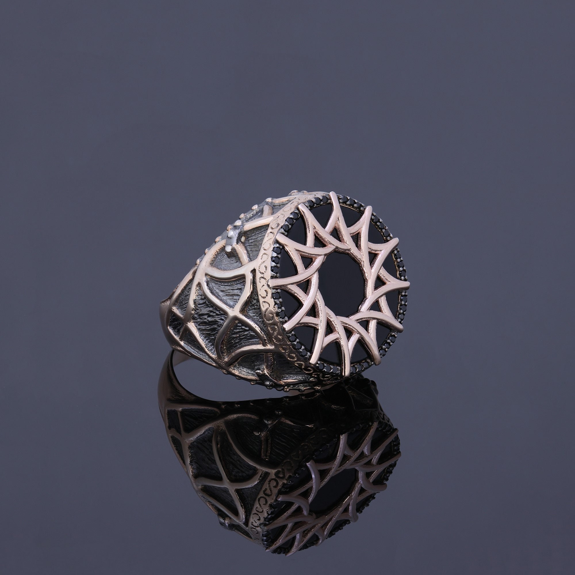 Sultan Seal Ring Men Onyx Gemstone Unique Silver Historical Evil Eye ...