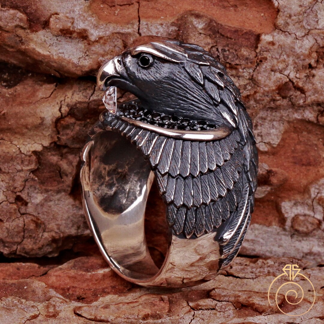 Mens Eagle Ring Silver Masonic Eagle Master Freedom Symbol Animal ...